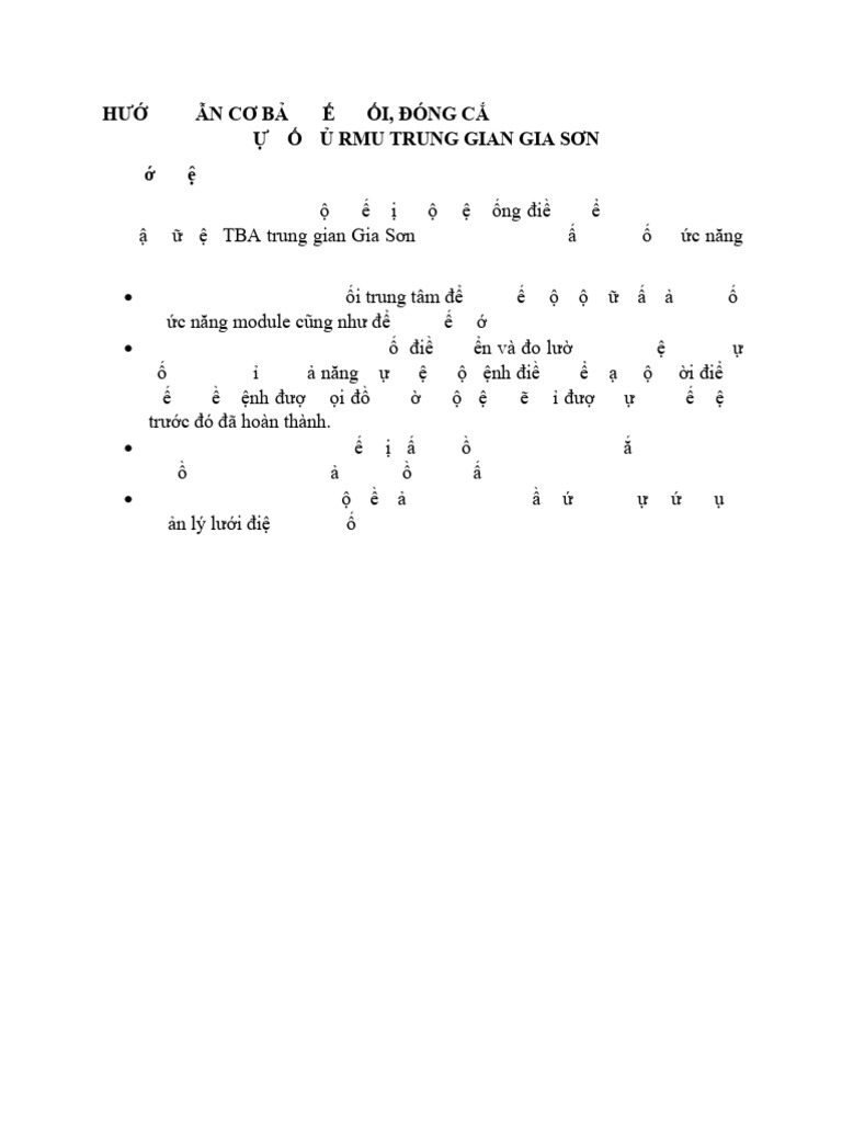 Hướng Dẫn Vận Hành RMU Trung Gian Gia Sơn | PDF