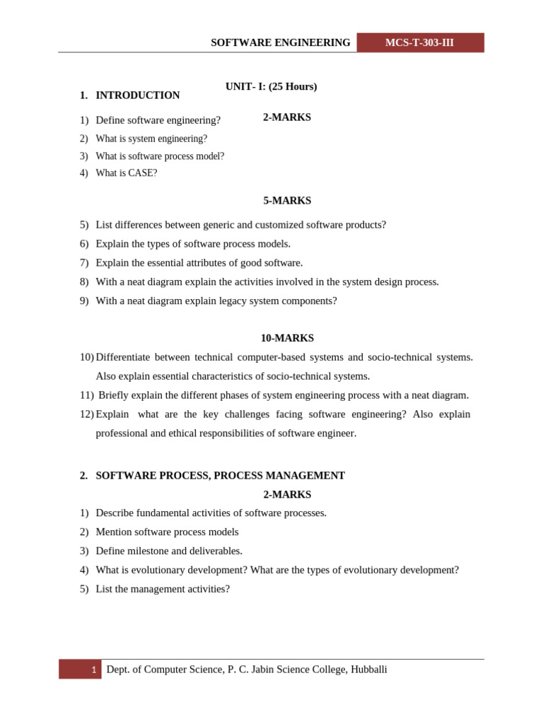SE Question Bank-2 | PDF | Software Development Process | Software ...