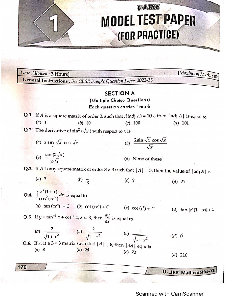 MODEL TEST PAPER-1 | PDF