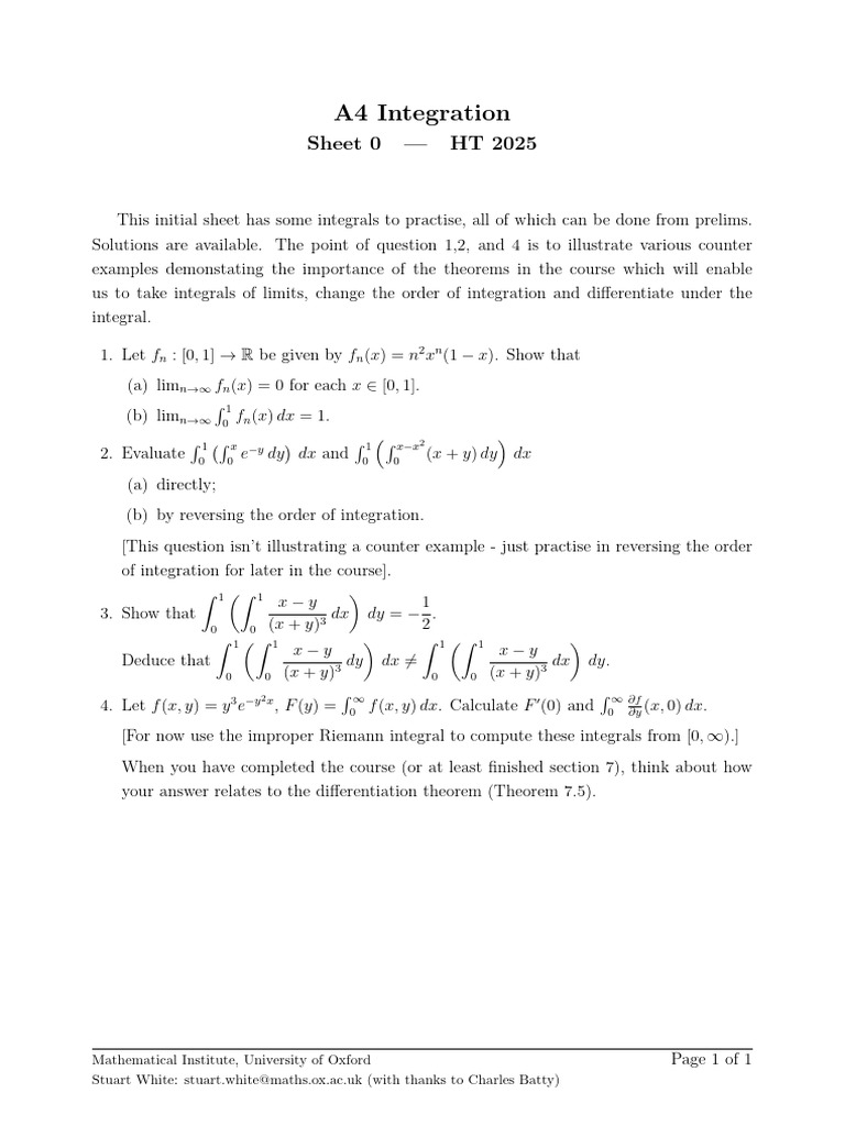 Integral Calculus Practice Problems | PDF