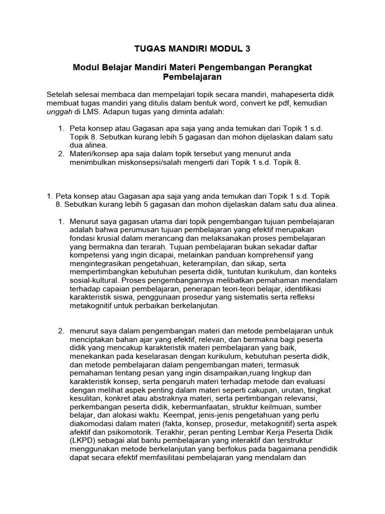 Tugas Mandiri Modul 3 Pengembangan Perangkat Pembelajaran | PDF