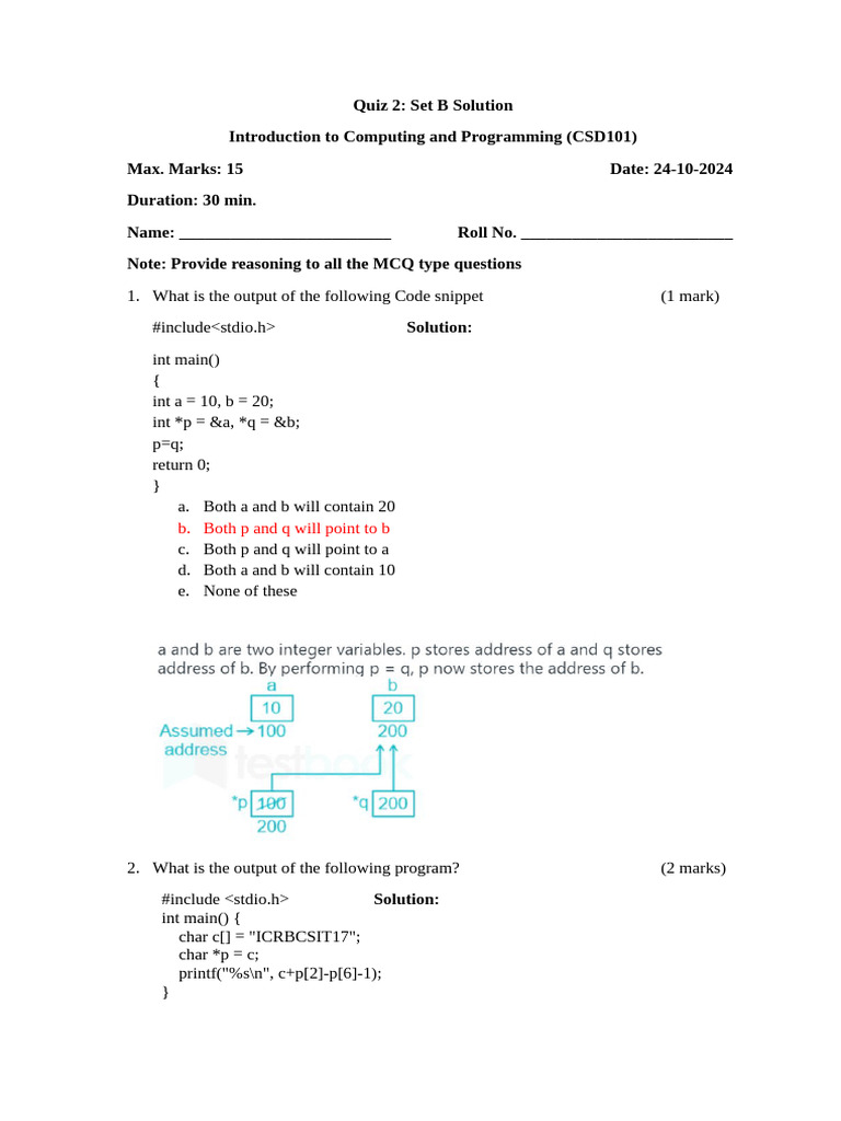 Quiz 2-SetB - ICP - Solution | PDF | Recursion | Mathematics