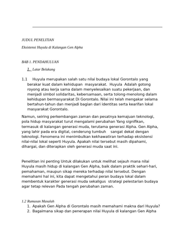 Eksistensi Huyula Dalam Kalangan Gen Alpha | PDF