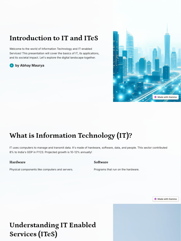 Introduction to IT and ITeS Basics | PDF | Computer Hardware | Outsourcing