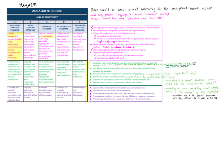Completion Practical Rubric Feedback - HCS | PDF | Accuracy And ...