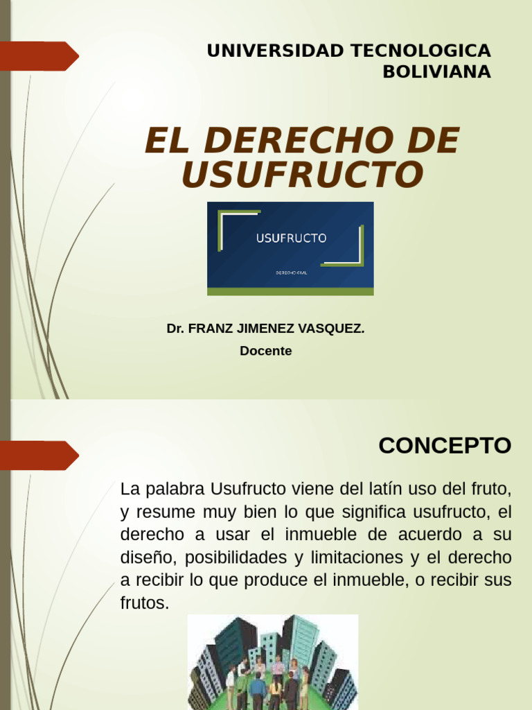 Derecho A Usufructo | PDF | Propiedad | Posesión adversa