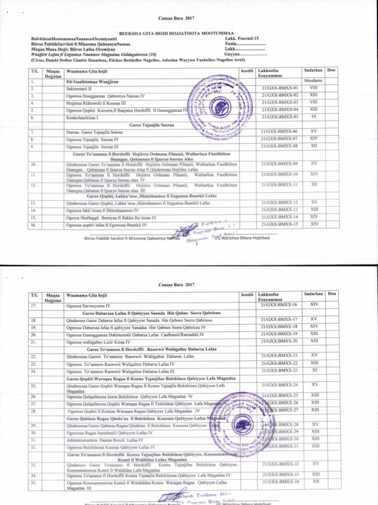 Caasaa Waajjira Lafaa Magaalaa Giddu Galeessaa | PDF