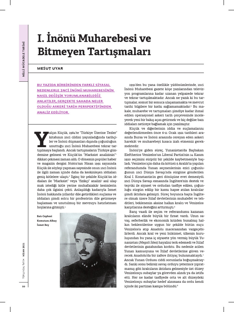 1nci_Inonu_Muharebesi_ve_Bitmeyen_Tartis | PDF