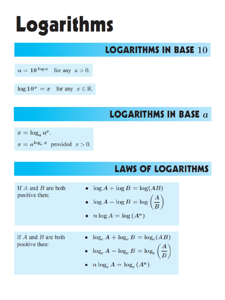 Chapter 4 Notes Logarithms | PDF