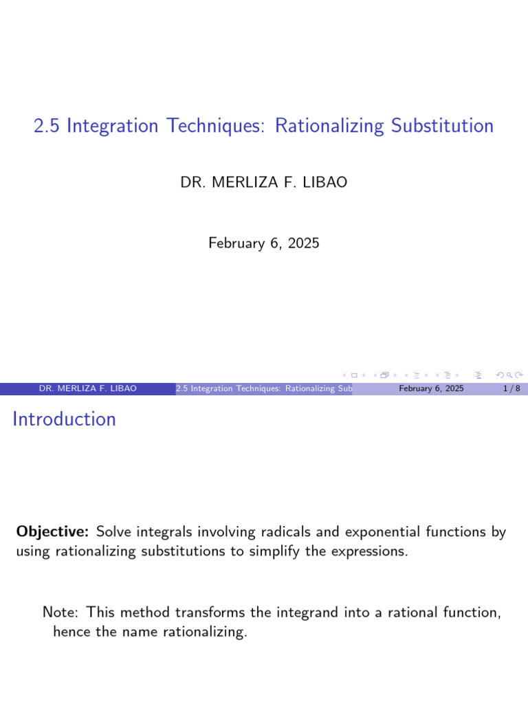 Rationalizing Substitution | PDF | Square Root | Integral