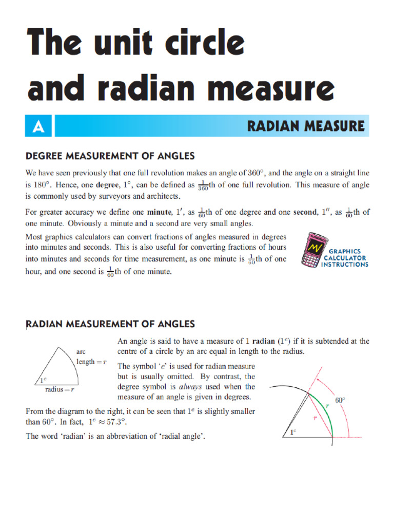 Chapter 8 Notes The Unit Circle and Radian Measure | PDF