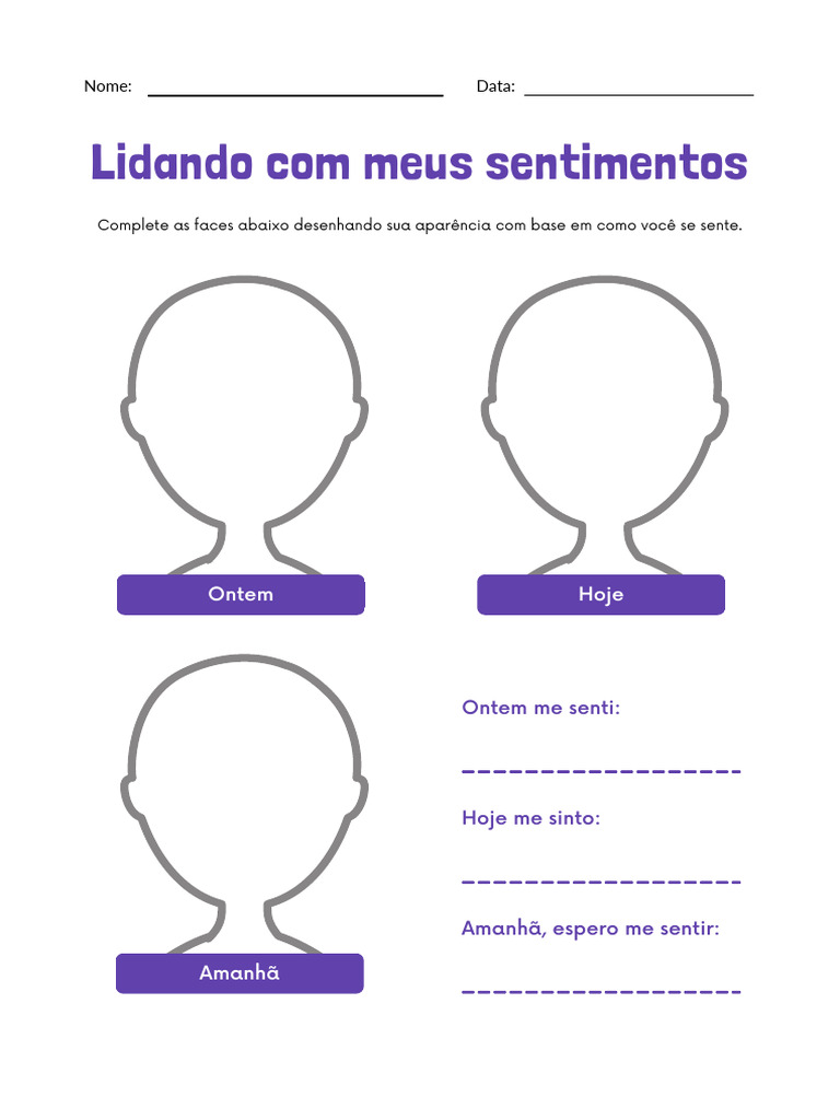 Roxo Simples Pautado Verificação de Humor Aprendizagem Socioemocional ...