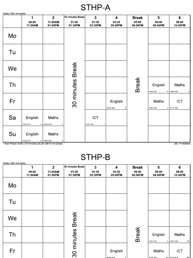 STHP Timetable W.E.F. 20th February 2025 Classwise | PDF