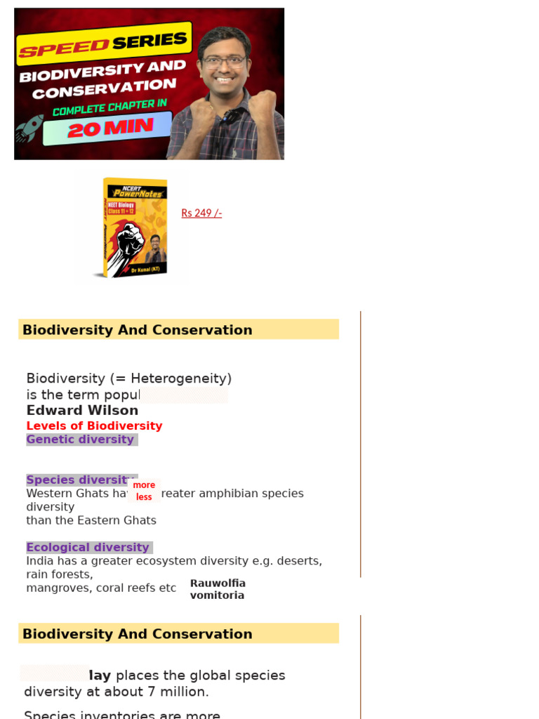 Speed Biodiversity and Conservation | PDF | Biodiversity | Conservation ...