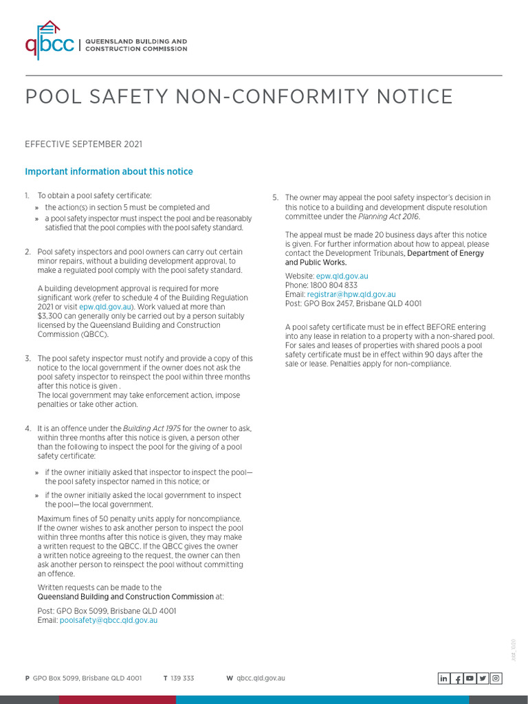Form 26 Pool Safety Nonconformity Notice | PDF | Justice | Crime & Violence