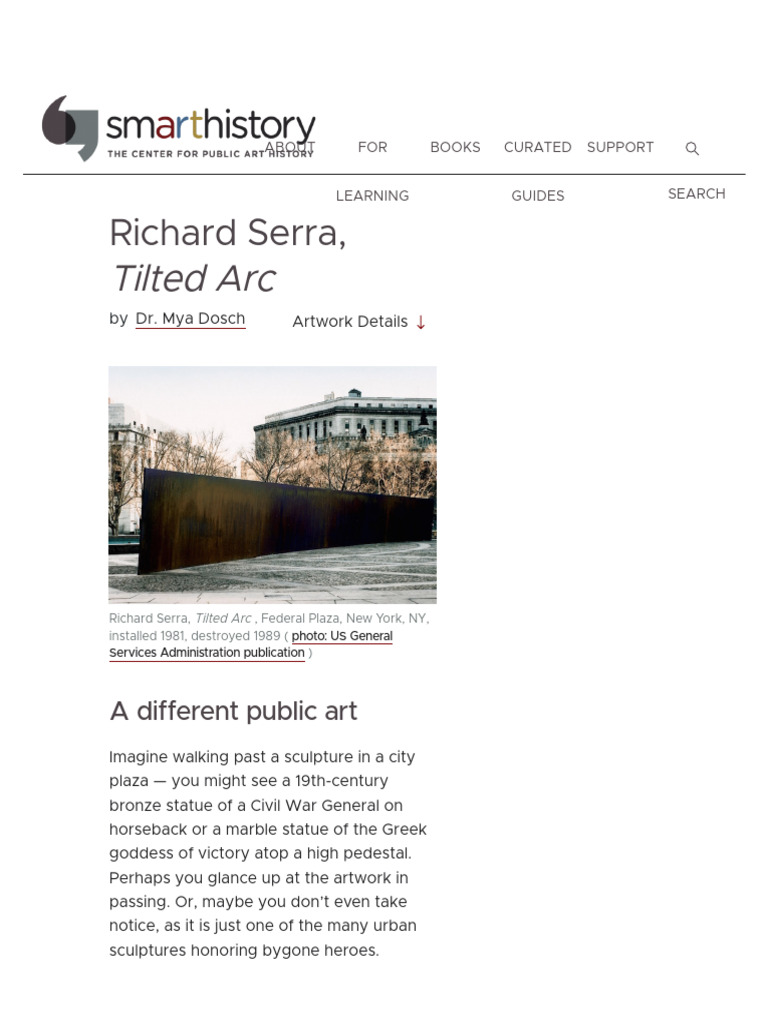 Smarthistory - Richard Serra, Tilted Arc | PDF | Sculpture