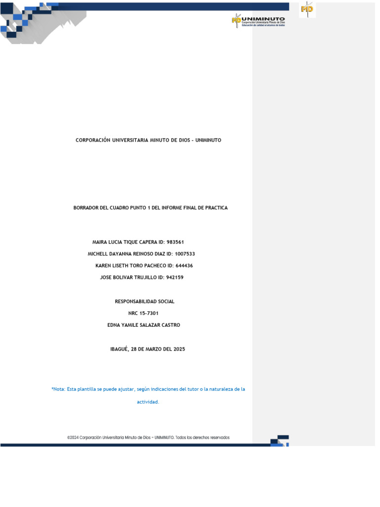 Informe Borrador Corte 1 | PDF