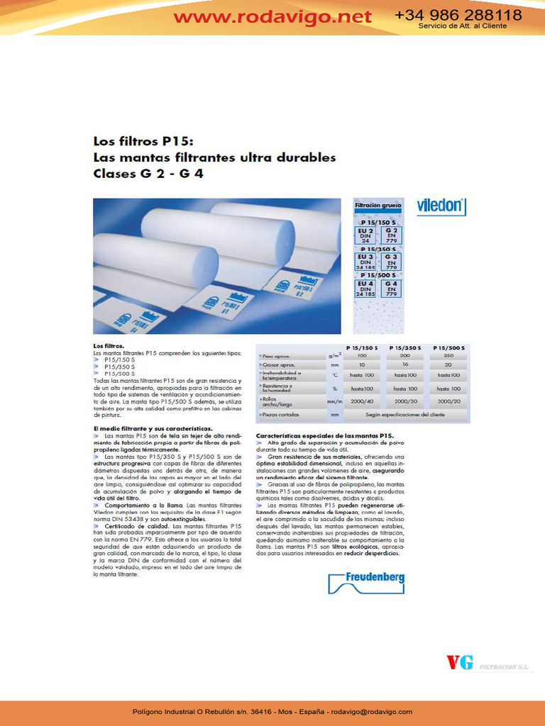Manta Filtrante p15 Viledon | PDF