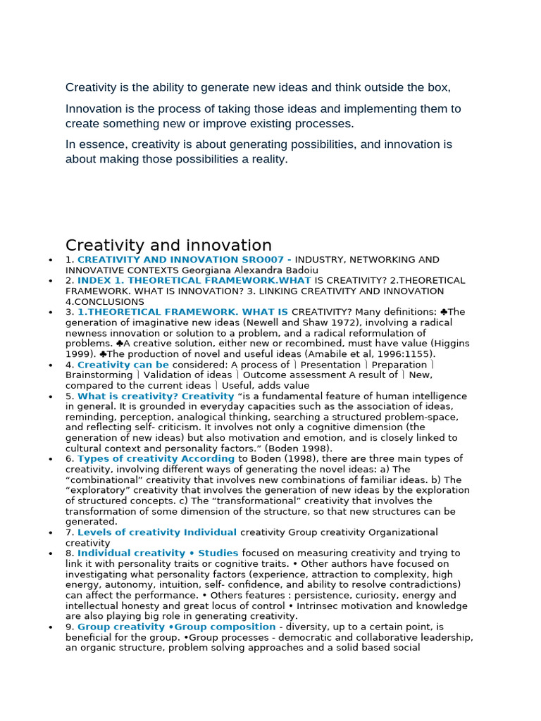 Creativity Vs Innovative | PDF | Creativity | Innovation
