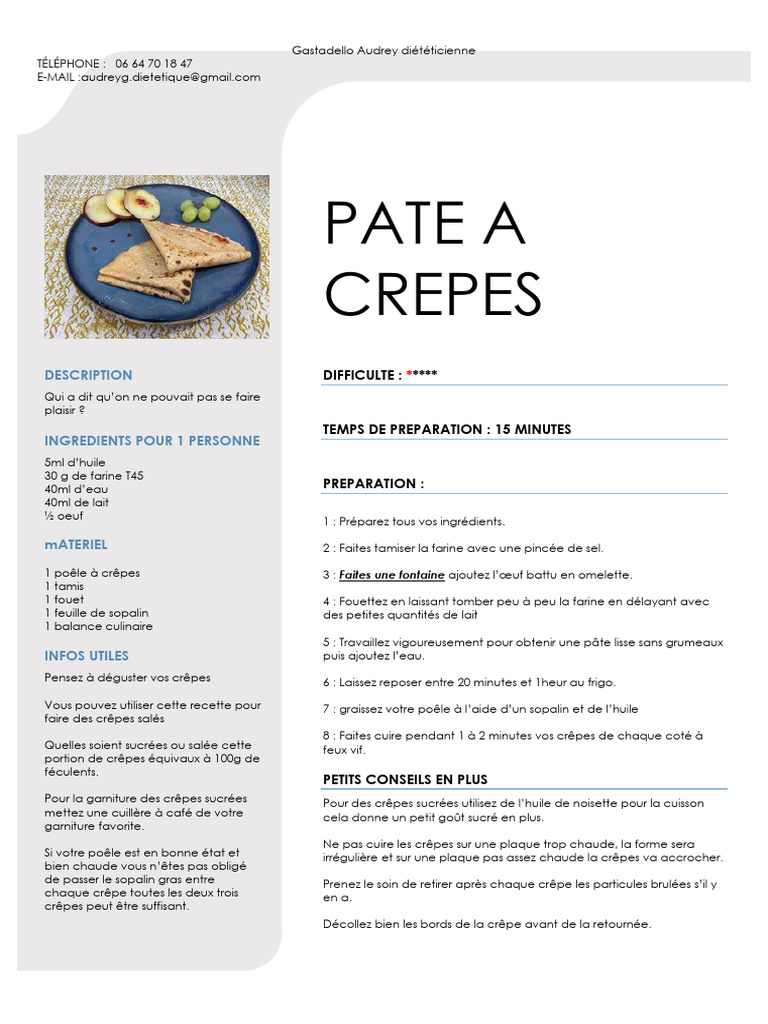 Recette de pâte à crêpes facile | PDF | Cuisine de l'ouest | Cuisine