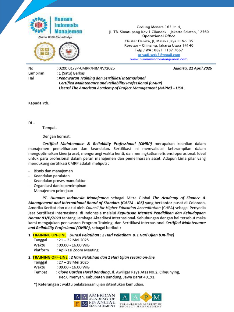 Training & Sertifikasi Internasional CMRP.1 | PDF | Reliability Engineering | Statistics
