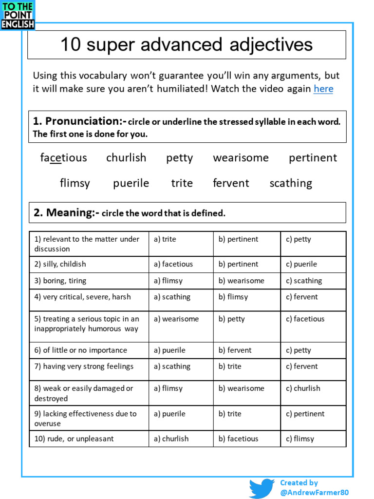 10 Super Advanced Adjectives | PDF