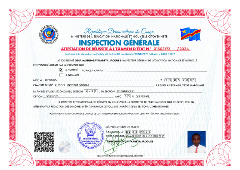 Attestation Ruwaba Kapira | PDF