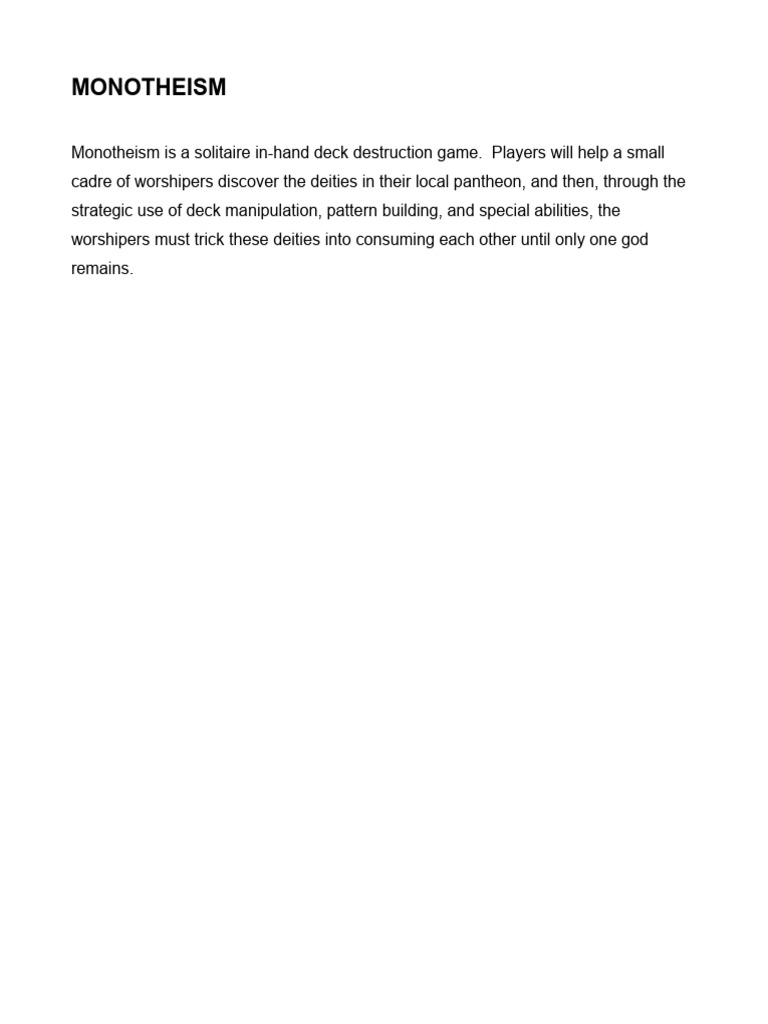 Monotheism: Solo Deck Destruction Game | PDF | Monotheism | Deities