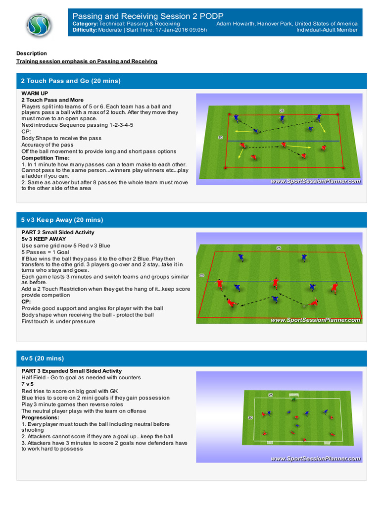 Passing and Receiving Session Adam Howarth | PDF | Sports | Team Sports