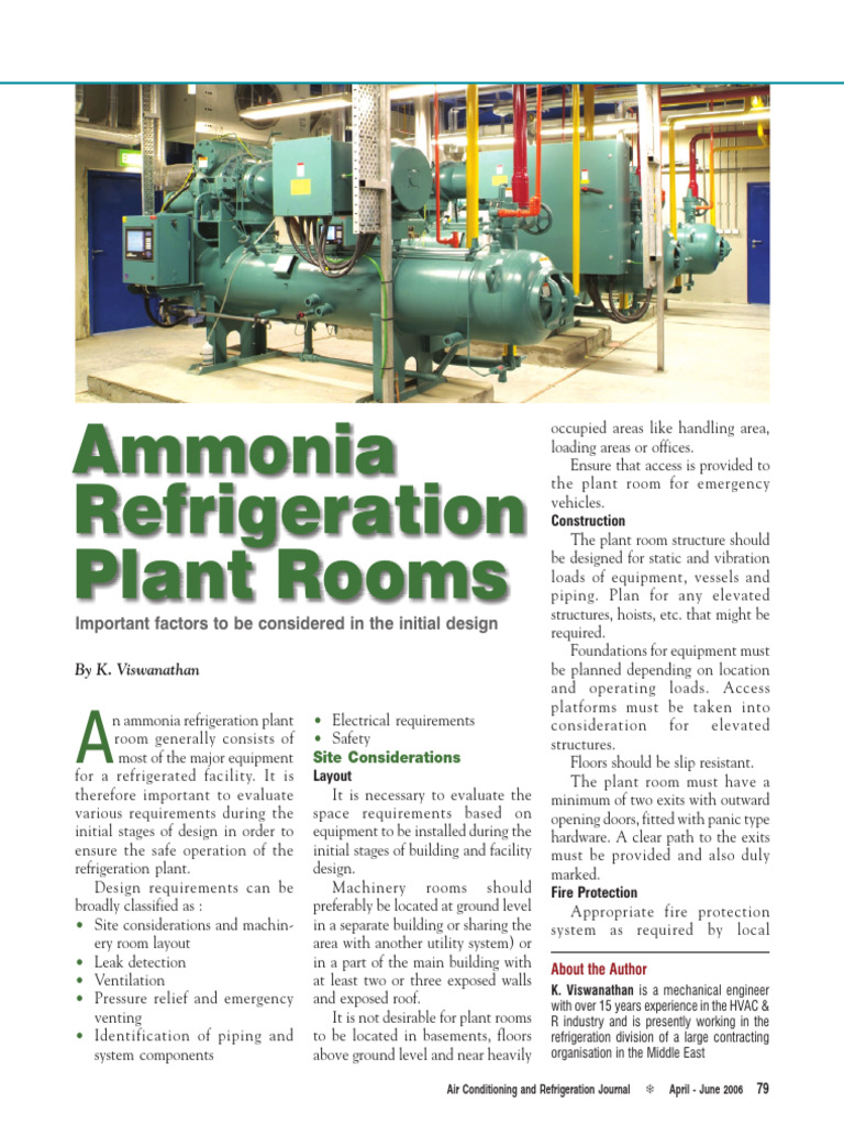Ammonia Refrigeration Plant Room Design | PDF | Ventilation ...
