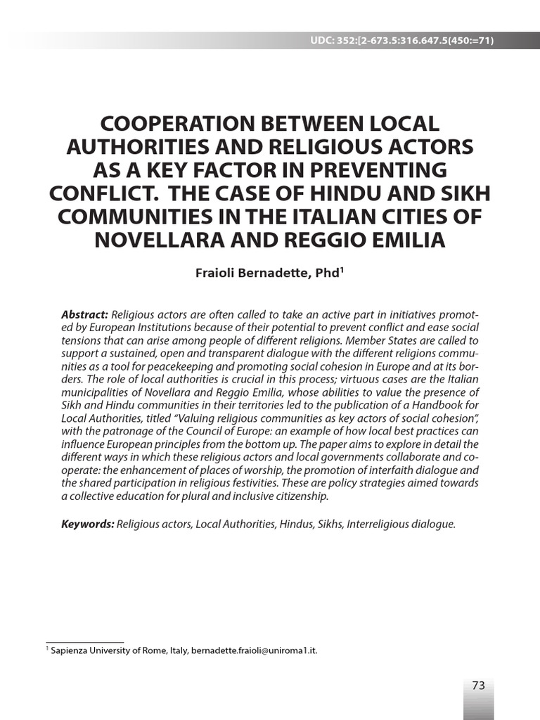 Cooperation Between Local Authorities and Religious Actors | PDF ...