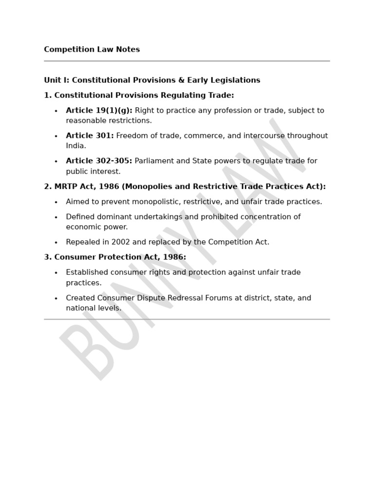 Competition Law Notes | PDF | Competition Law | Monopoly
