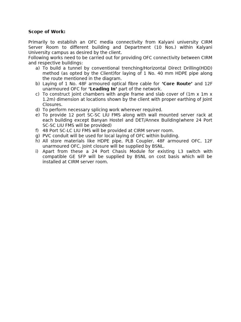 Scope of Work - Kly Univ. | PDF