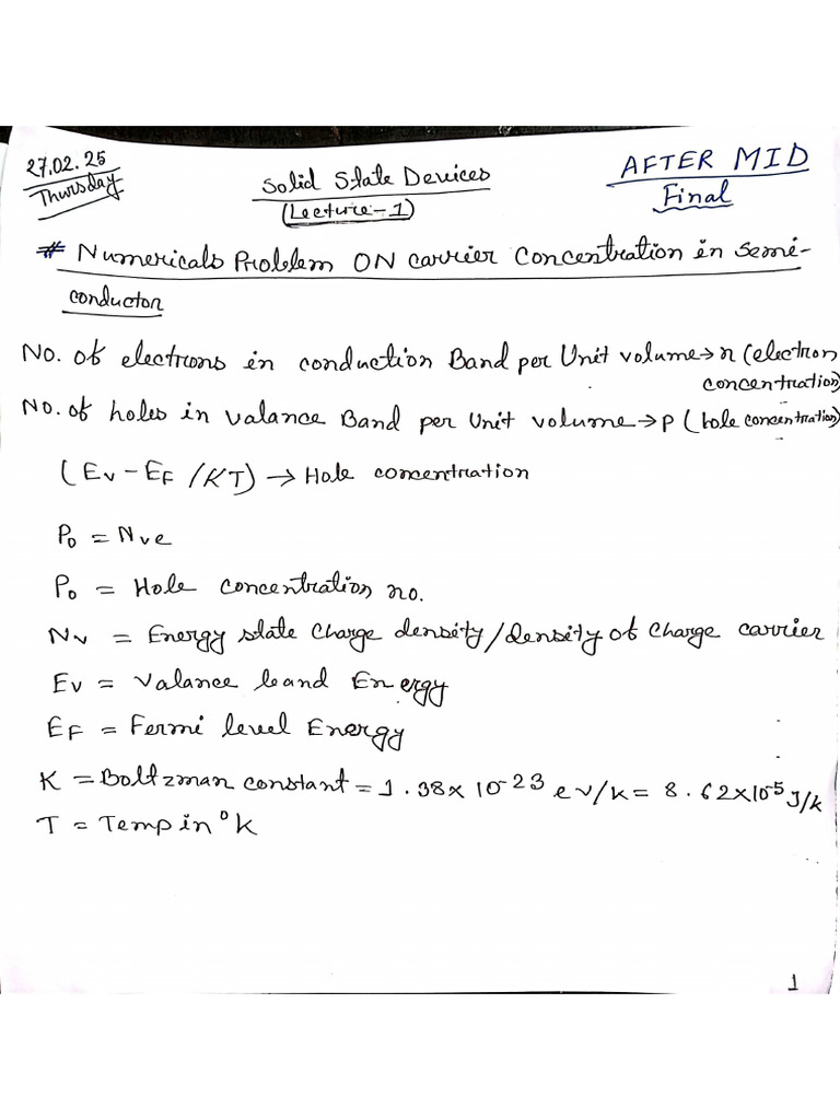 Solid State Devices (Classnote) | PDF