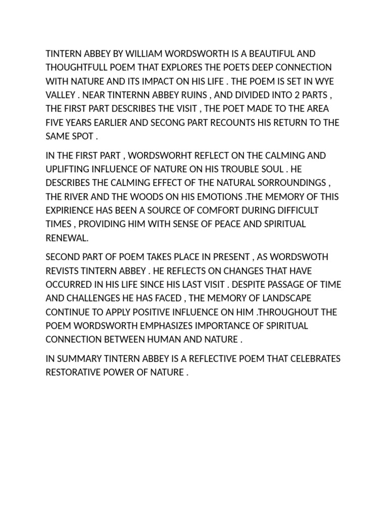 Tintern Abbey by William Wordsworth Is A Beautiful and Thoughtfull Poem ...