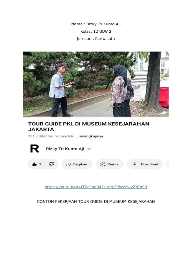 Contoh Pekerjaan Tour Guide | PDF