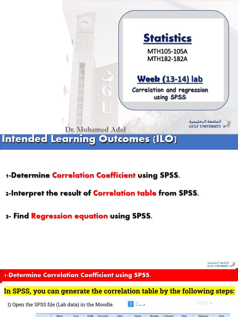 Week (13-14) Correlation and Regression Using Spss | PDF