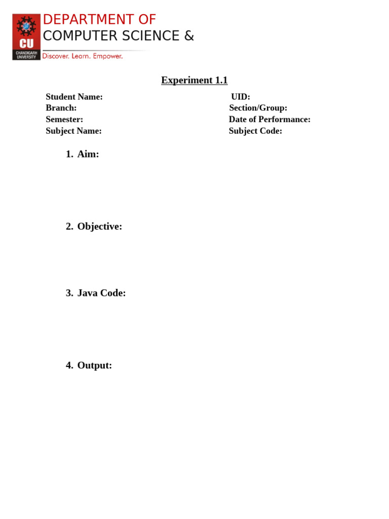 Worksheet Template OBJECT ORIENGTED USING JAVAS | PDF