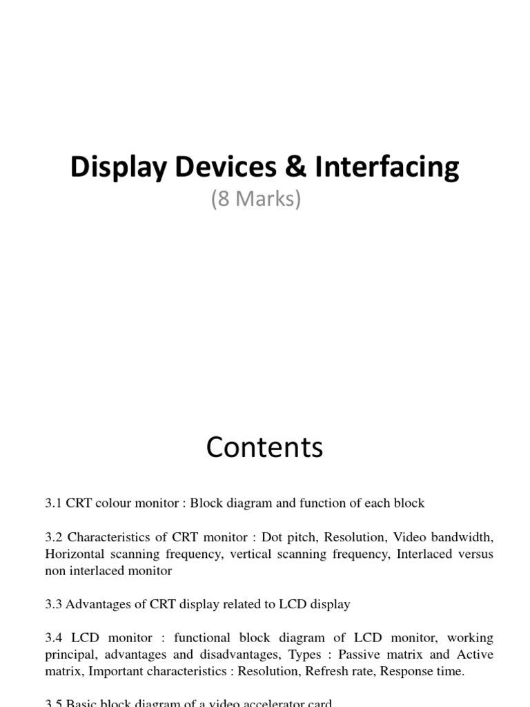 Display Devices & Interfacing | PDF | Display Resolution | Video
