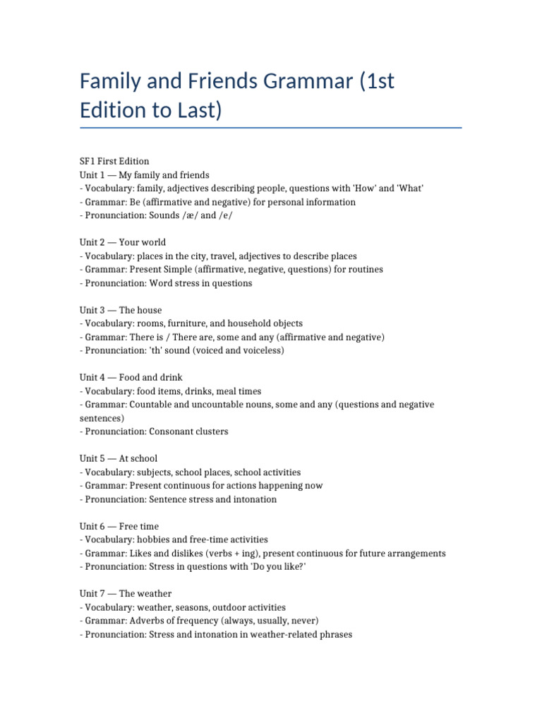 Family and Friends Grammar Combined | PDF | Verb | Adjective