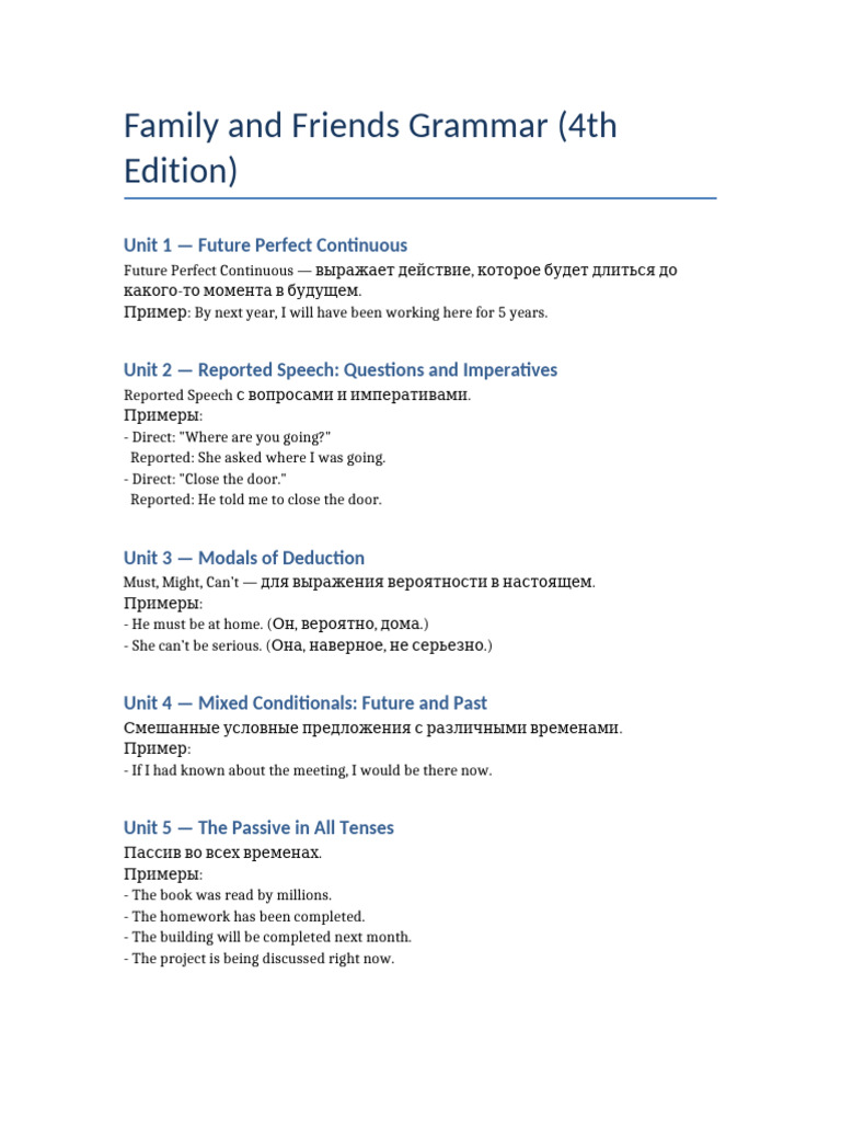 Family and Friends Grammar Overview | PDF | Grammar | Linguistics