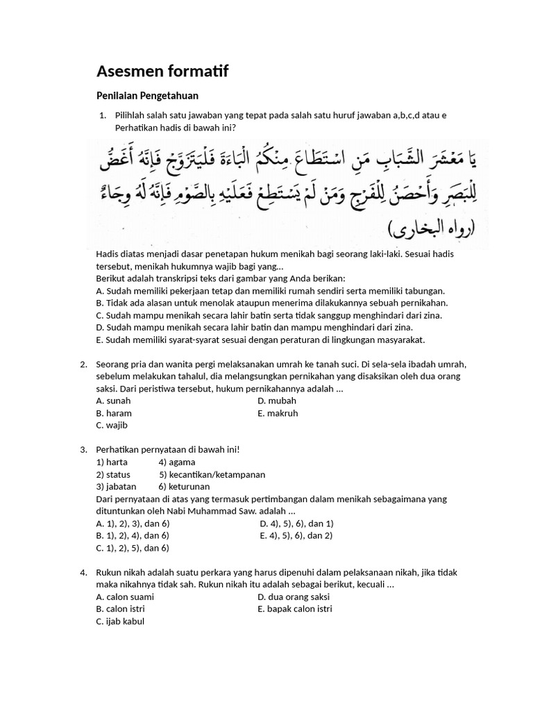 Asesmen Formatif Beserta Kunci Jawaban | PDF