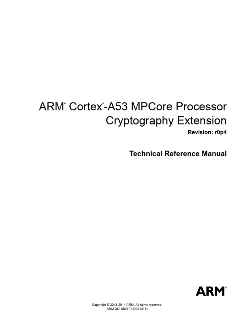 DDI0501F Cortex A53 Cryptography TRM | PDF | Cryptography | Trademark