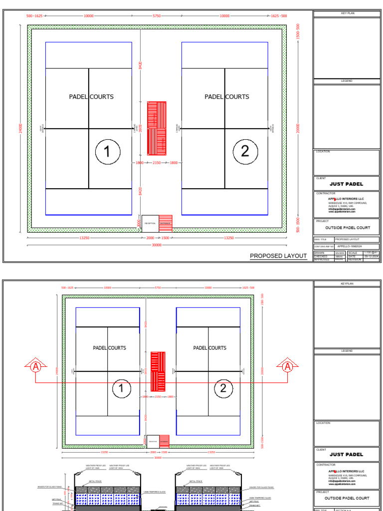 Just Padel Proposed Out Side Padel Court Layout | PDF