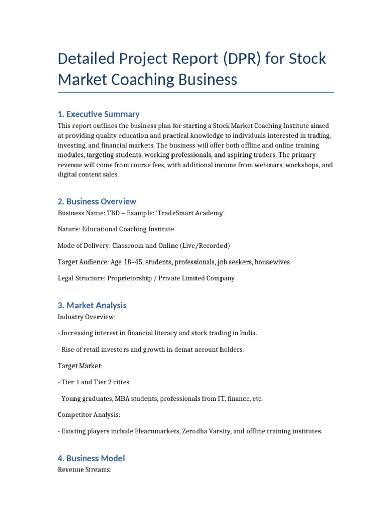 Stock Market Coaching Project Report | PDF | Stocks | Stock Market