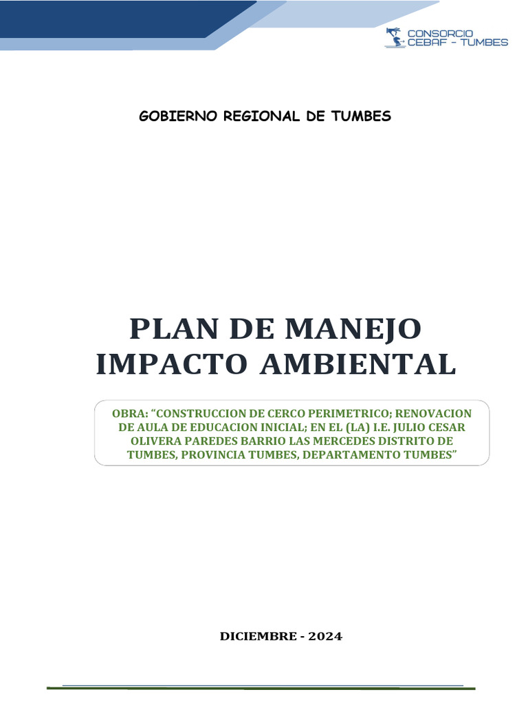 PLAN DE MANEJO AMBIENTAL OLIVERA | PDF
