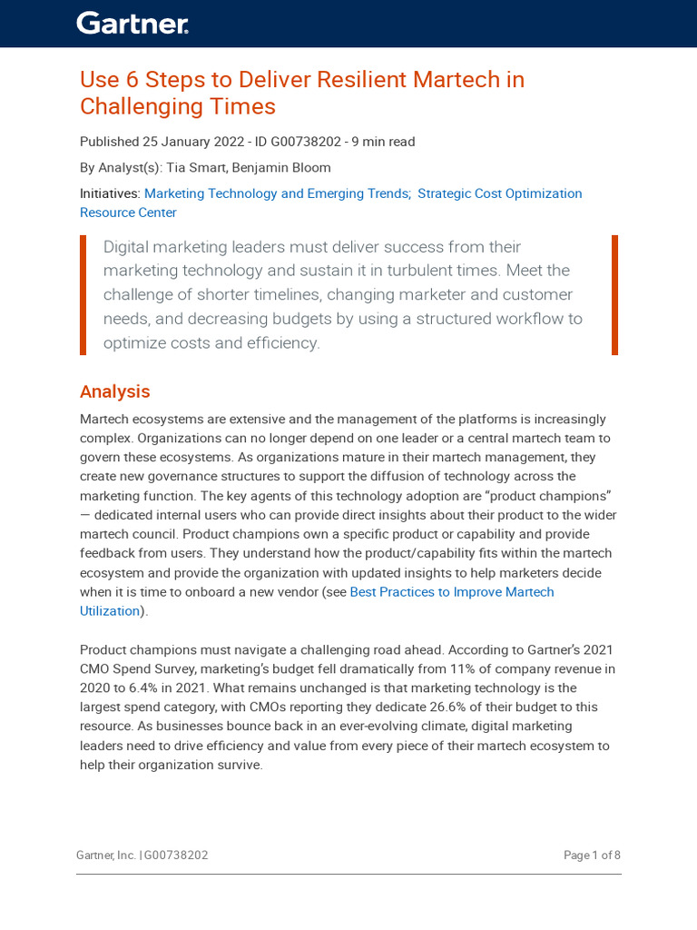 Use 6 Steps to Deliver Resilient Martech in Challenging Times | PDF | Marketing | Digital Marketing