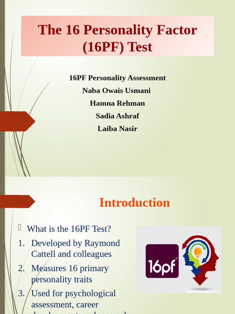 16PF Test Presentation | PDF | Psychology | Behavioural Sciences