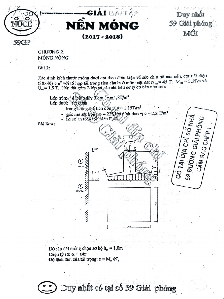 Giải Bài Tập Nền Móng | PDF