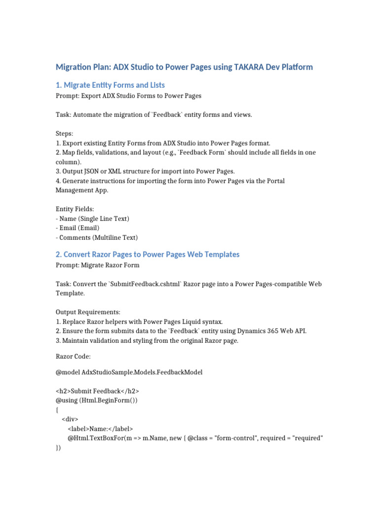 ADX To PowerPages Migration Plan | PDF | Json | Software Engineering